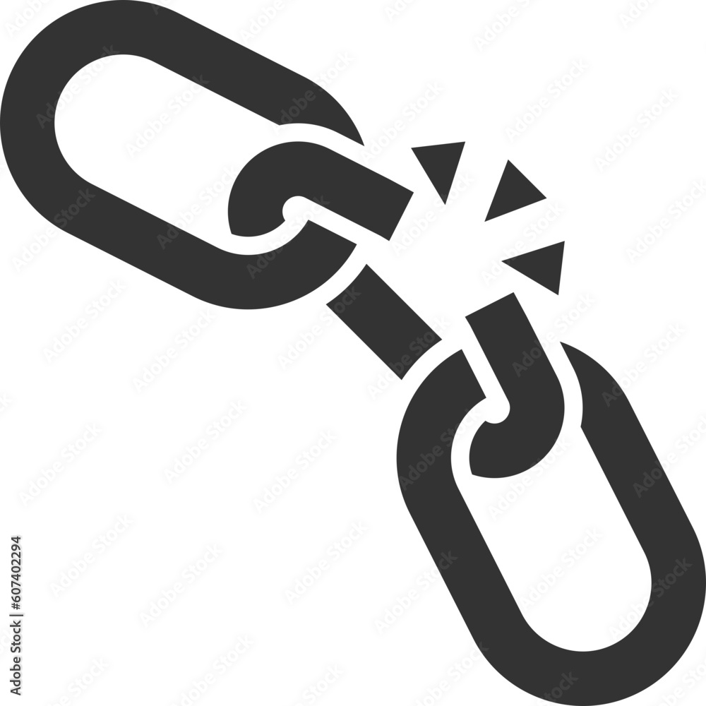 Broken chain link icon vector. Concept demage connection or join in ...