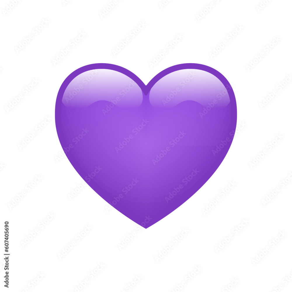 Purple heart emoji isolated on white background. Emoticons symbol ...