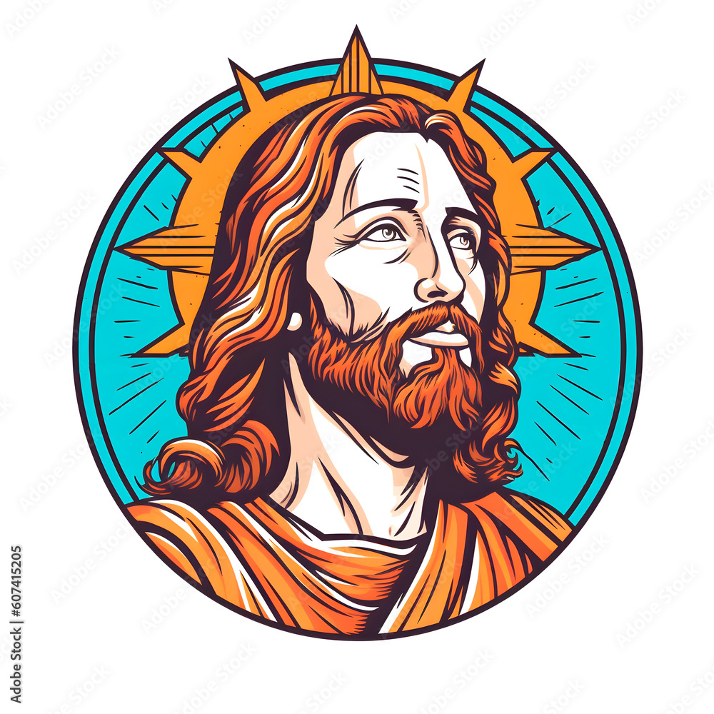 modern portrait of jesus christ on transparent background, portrait of ...