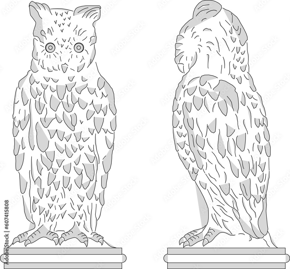 Vector sketch illustration of a classical vintage roman greek owl ...