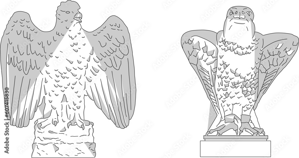 Vector sketch illustration of a Greek classical vintage roman eagle ...