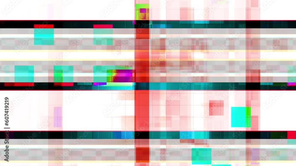 Animation loop of TV screen signal noise glitch pattern digital effect ...