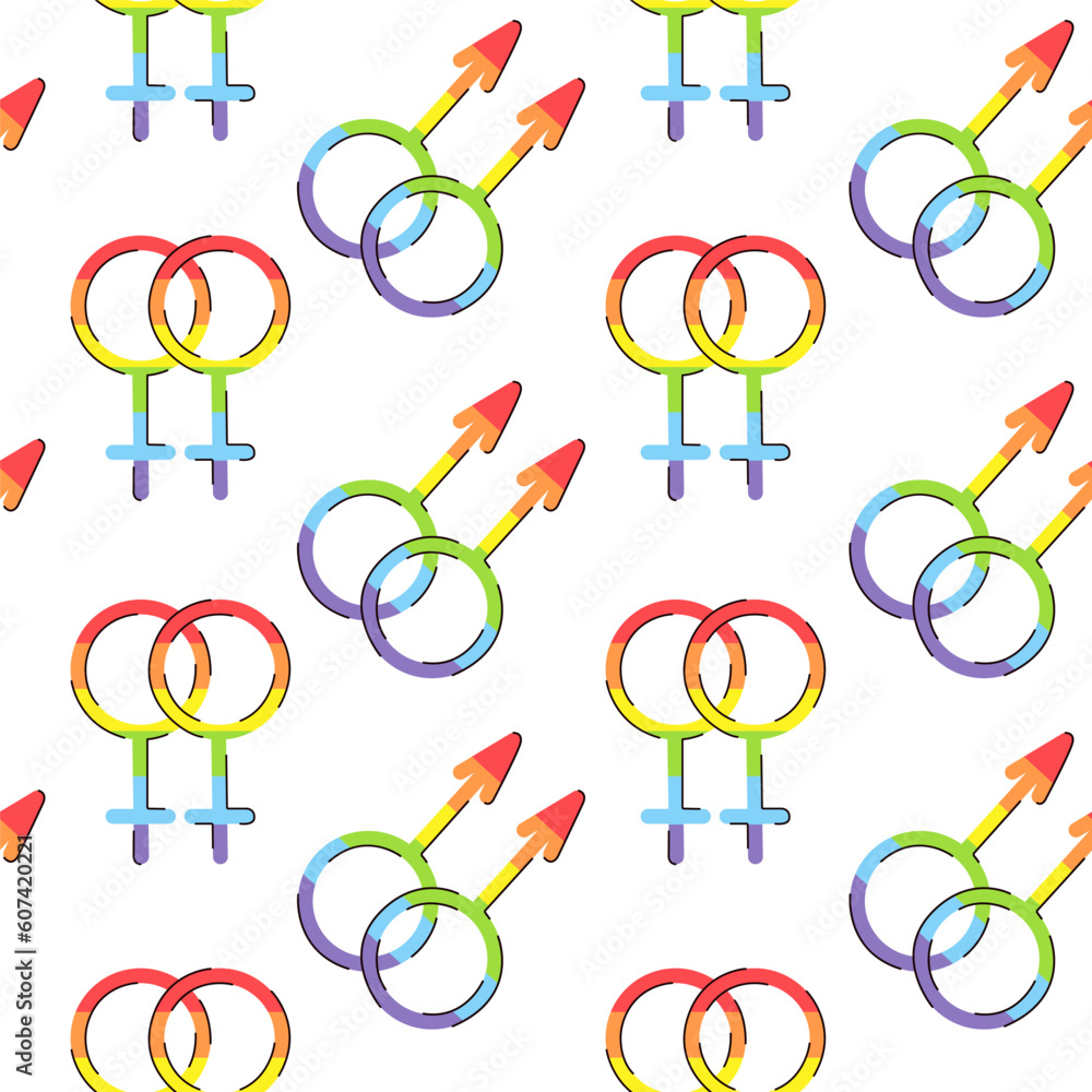 Lgbt Gender Seamless Pattern Vector Pattern With Female And Male