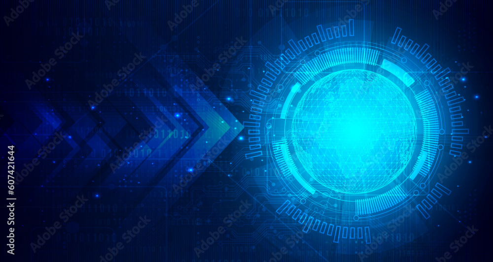 Digital Technology Speed Connect Blue Green Background Cyber Nano Information Abstract