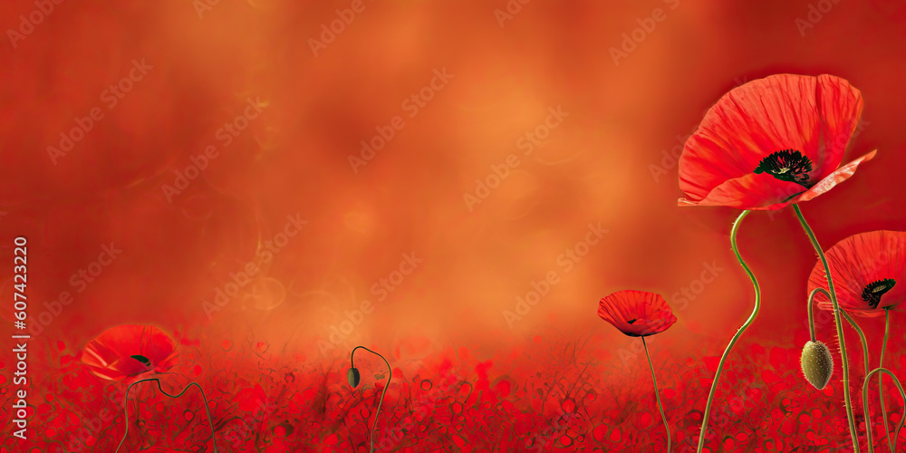 red poppy background banner remembrance day poppies illustration ...