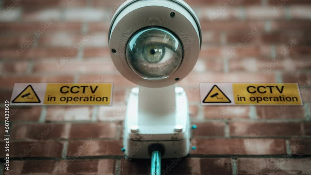 CCTV Human Eye Camera Wall Sign Concept Scene, Tilt Up. CCTV ...