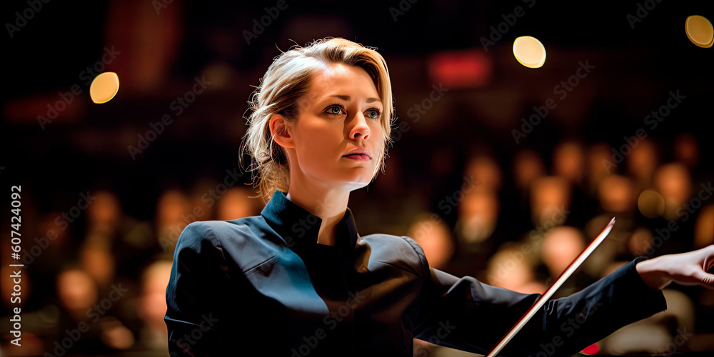 skilled female orchestral conductor, woman in profession, Generative AI ...
