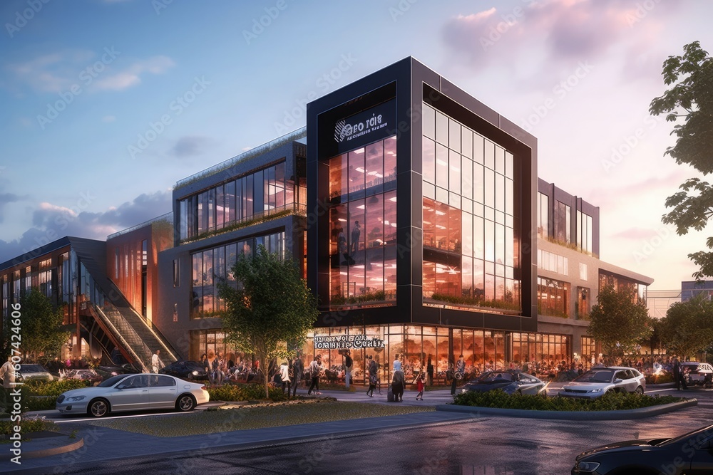 Mixed-use business architecture building with a combination of office ...