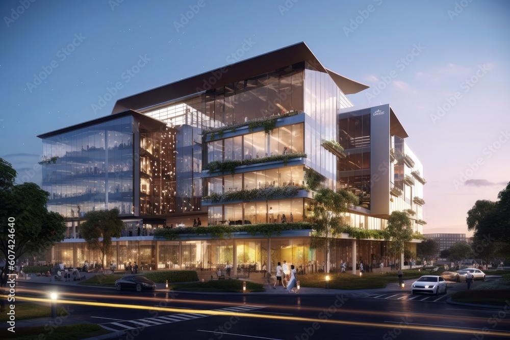 Mixed-use business architecture building with a combination of office ...