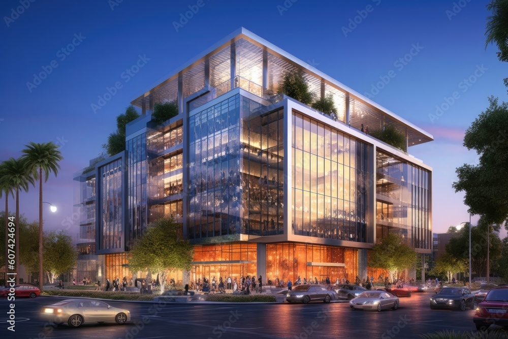 Mixed-use business architecture building with a combination of office ...