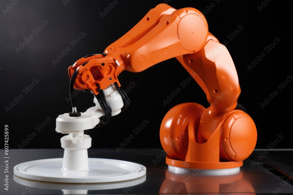 3d printing robot, with its arm moving back and forth to create new ...