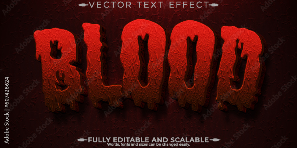 Blood horror text effect, editable scary and red text style Stock ...