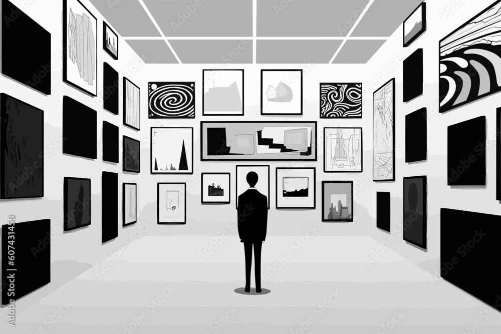 Vetor de Doodle inspired Museum curator at archives, cartoon sticker ...