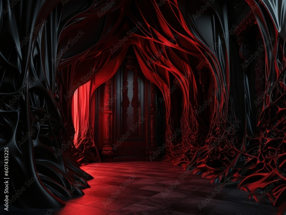 3D Render Abstract Background With a Vampire's Lair Setting and Shades ...