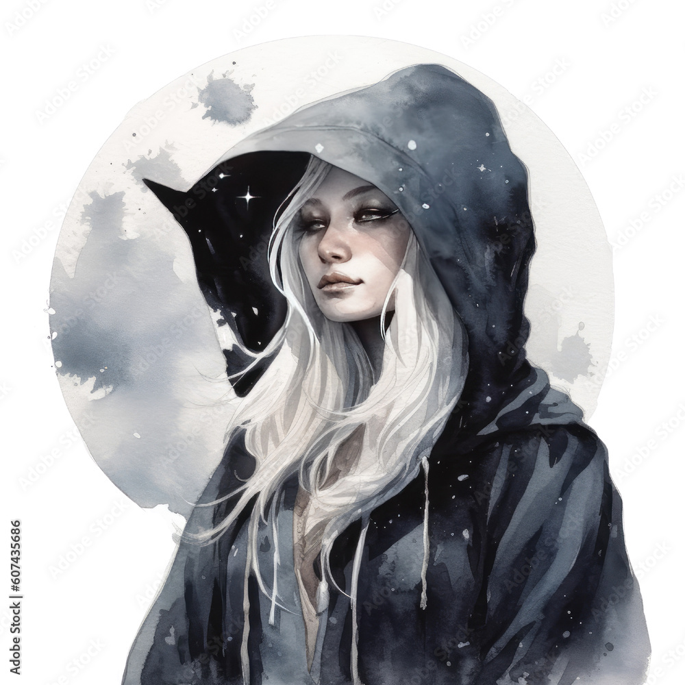 Celestial Witch, Watercolor Witch, Witchcraft, Moon, Witch Hat AI ...