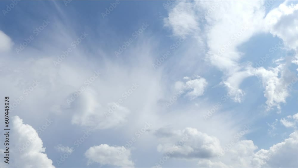 Cloudscape - blue sky, moving different types of clouds at different ...
