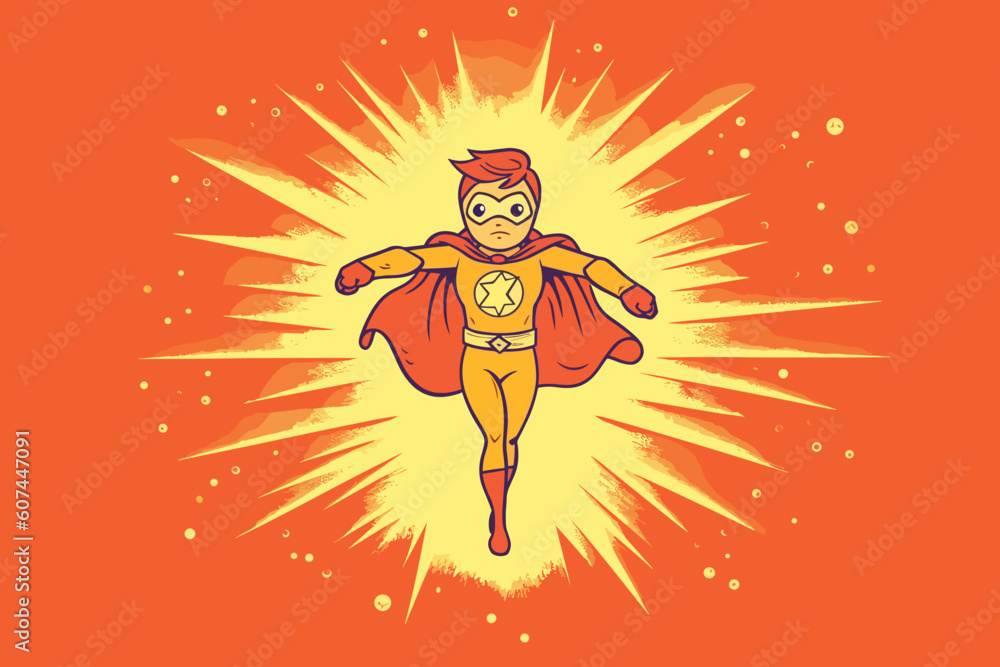 Doodle inspired Superhero using superpowers, cartoon sticker, sketch ...