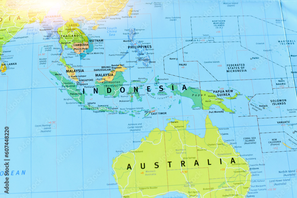 Close-Up of Political Map of Indonesia Stock Photo | Adobe Stock