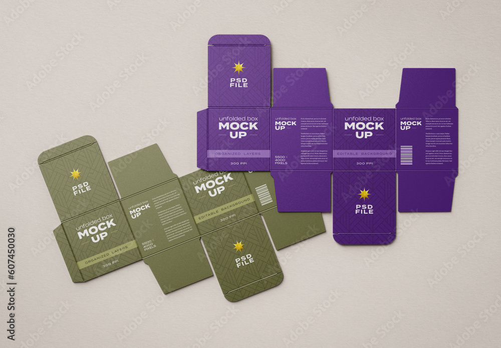 Unfolded Box Packaging Mockup Stock Template | Adobe Stock