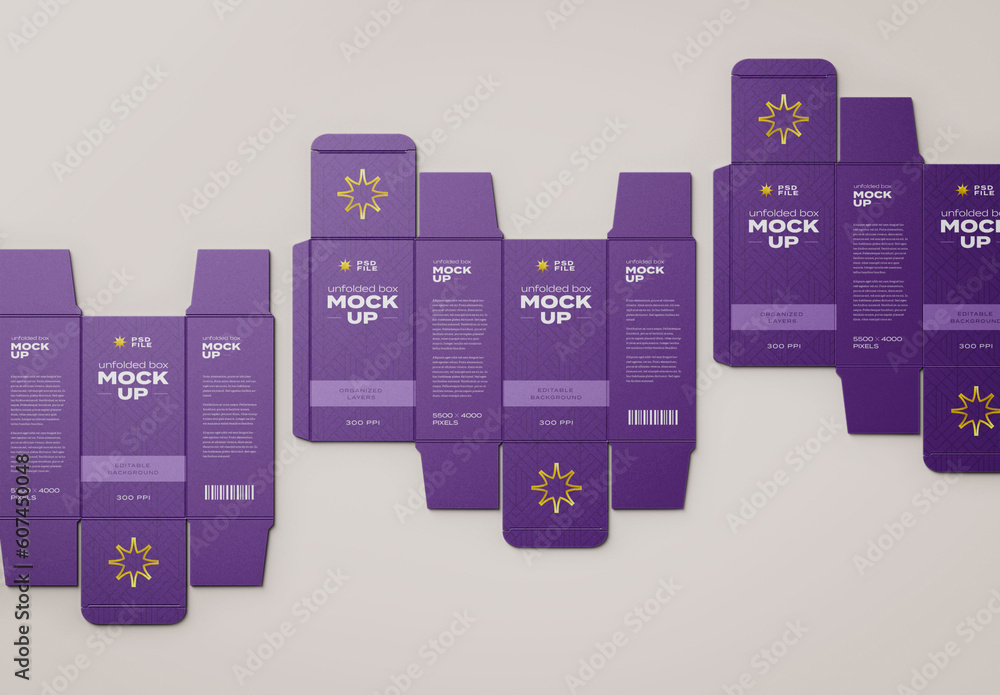 Unfolded Box Packaging Mockup Stock Template | Adobe Stock