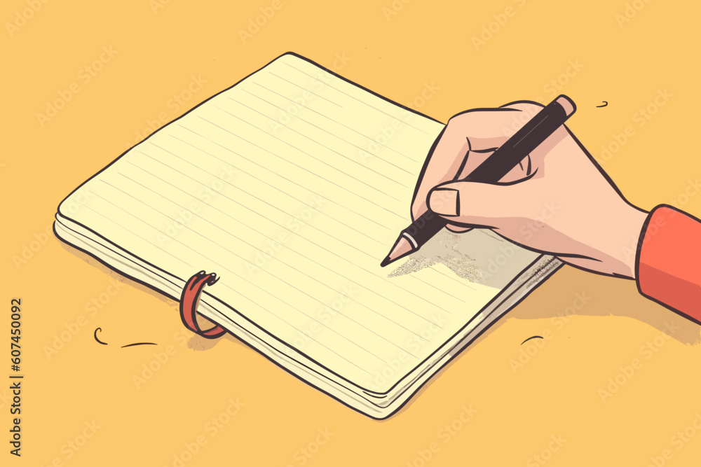 Doodle inspired Shy writing in a journal, cartoon sticker, sketch ...