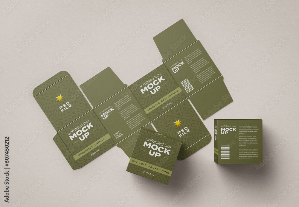 Unfolded Box Packaging Mockup Stock Template | Adobe Stock