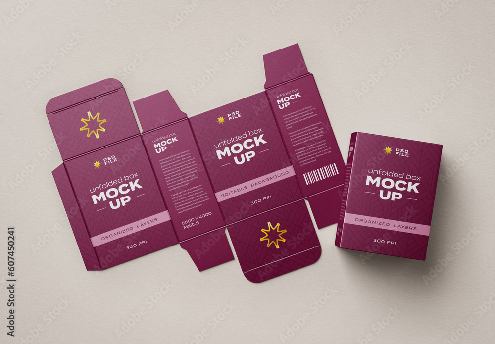 Unfolded Box Packaging Mockup Stock Template | Adobe Stock