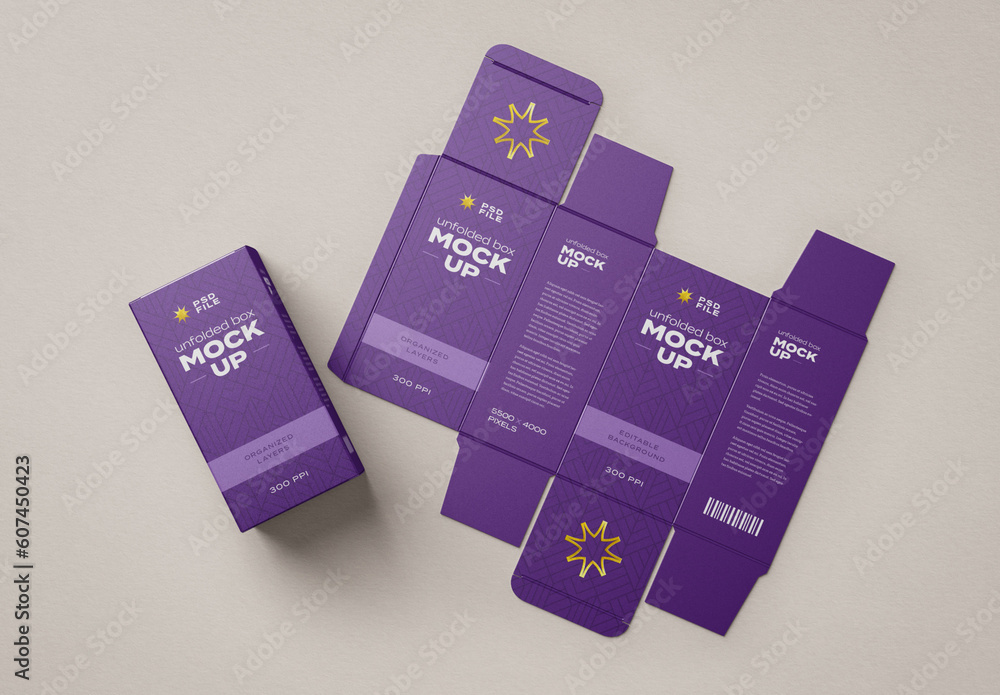 Unfolded Box Packaging Mockup Stock Template | Adobe Stock