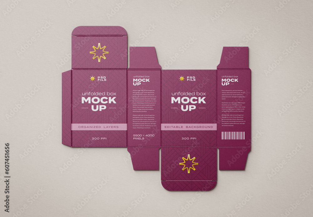 Unfolded Box Packaging Mockup Stock Template | Adobe Stock