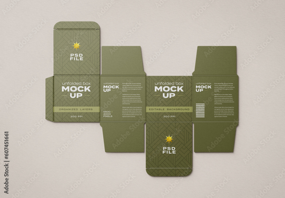 Unfolded Box Packaging Mockup Stock Template | Adobe Stock