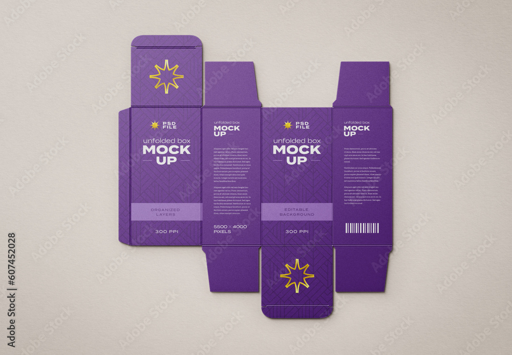 Unfolded Box Packaging Mockup Stock Template | Adobe Stock