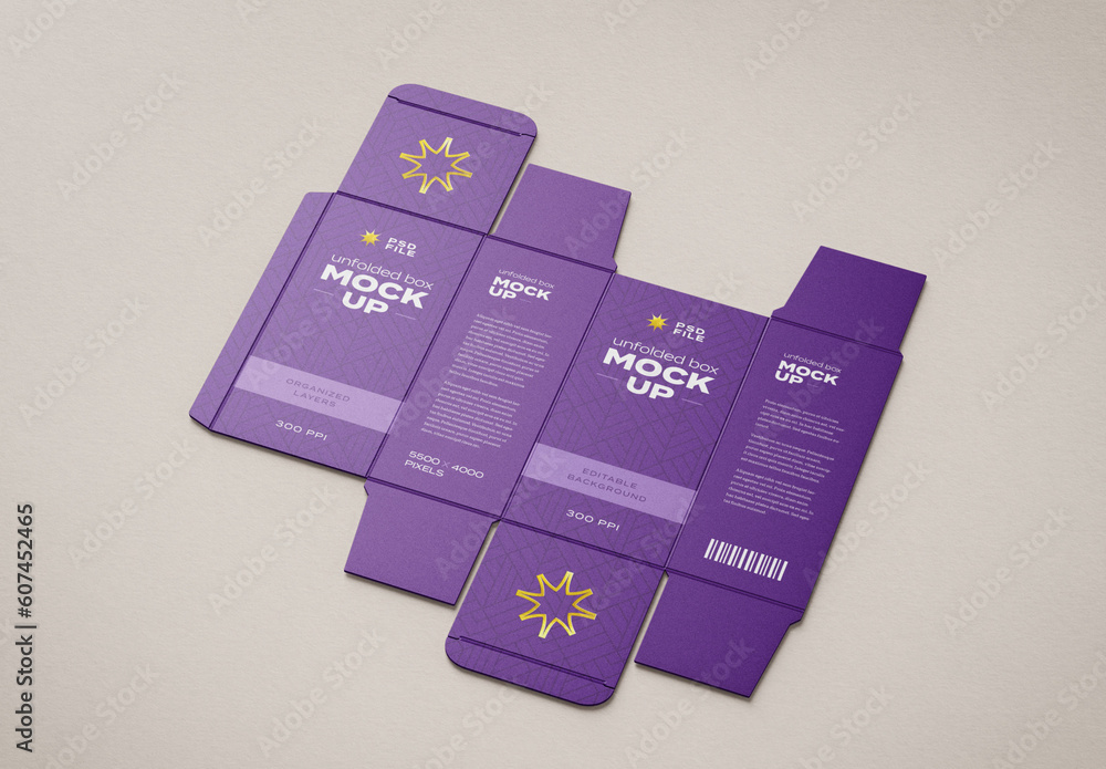 Unfolded Box Packaging Mockup Stock Template | Adobe Stock