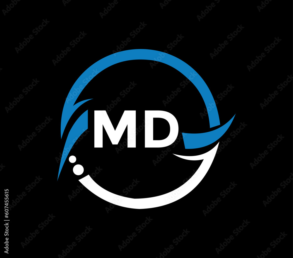 MD letter logo design with a circle shape. MD circle and cube shape ...