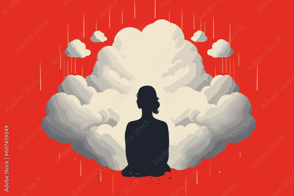 Vektorová grafika „Doodle inspired Indecisive taking deep breaths ...