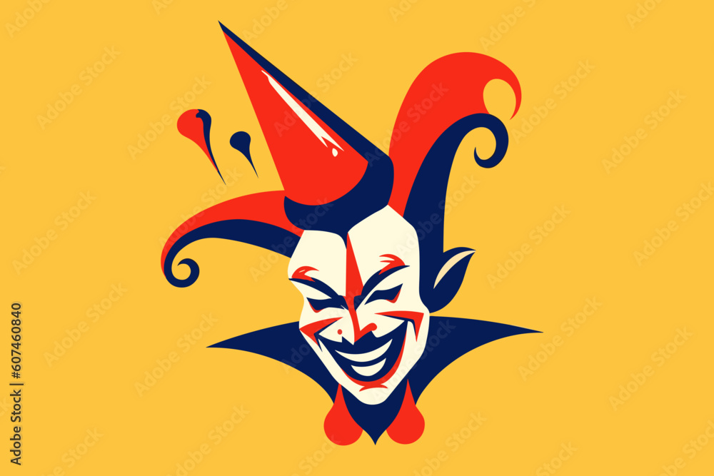 Doodle inspired Jester telling jokes, cartoon sticker, sketch, vector ...