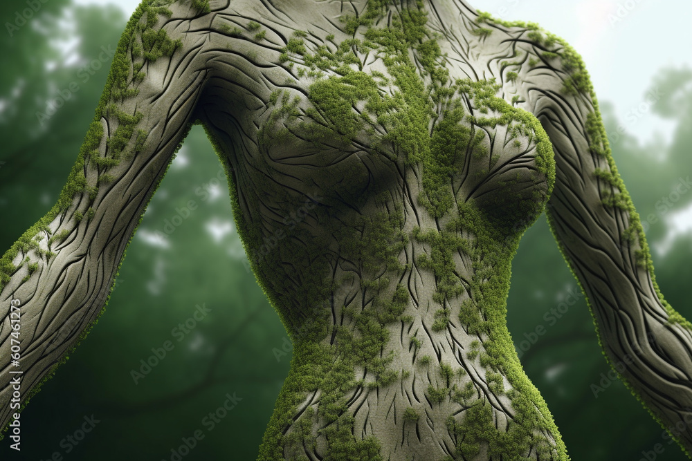 Nature and beauty concept. Beautiful and surreal woman body shape ...