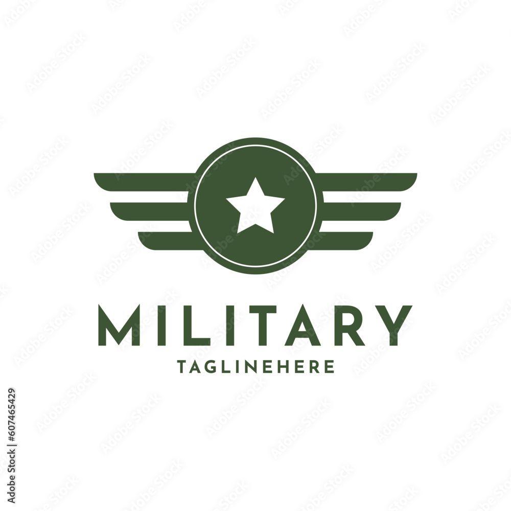 Military logo design template, with symbol circle and wing, military ...