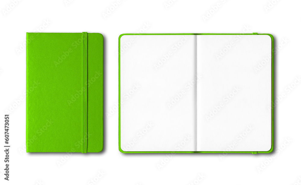Green closed and open notebooks isolated on transparent background ...