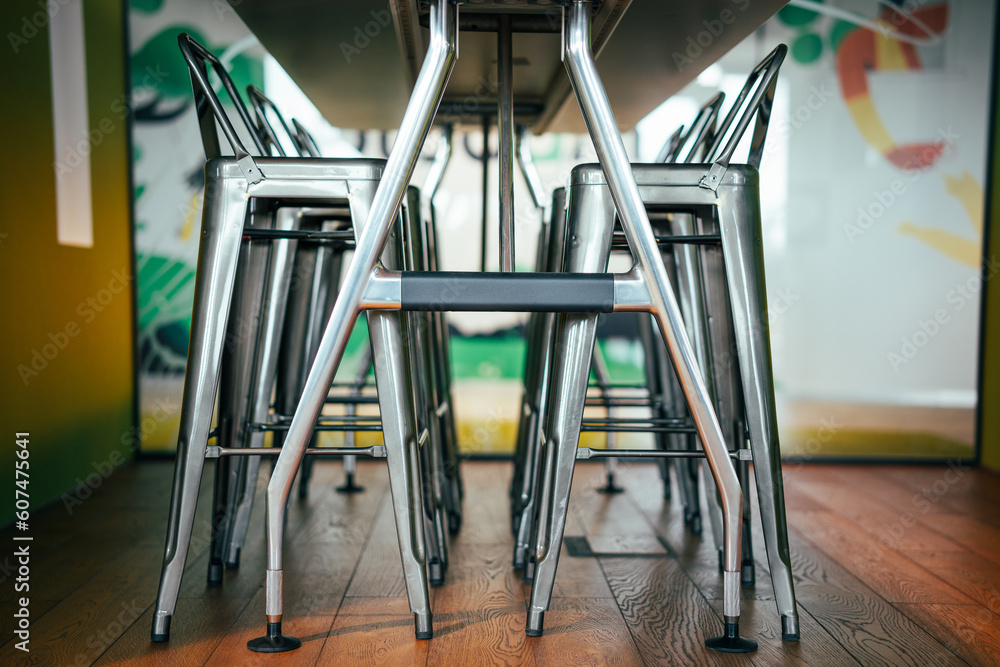 Stylish industrial bar stools. Modern conference room. Interior design ...