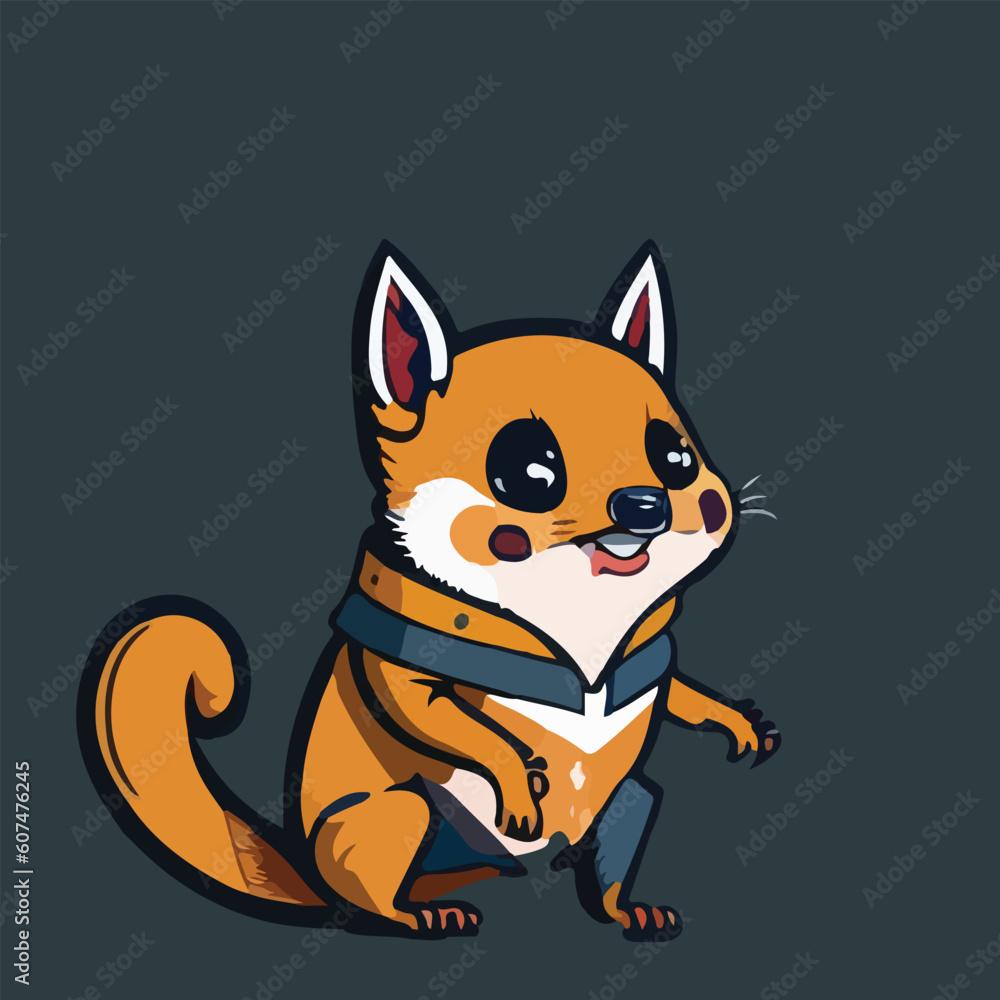 Cute Possum Vector Logo Icon Sports Mascot Flat Vector Illustration