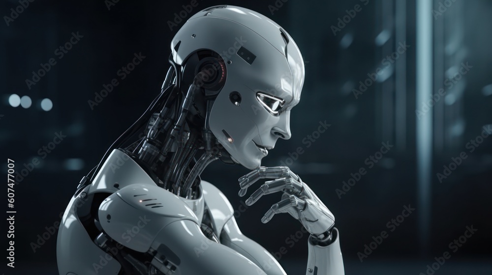 Thinking detaile realistic robot. Generative AI Stock Illustration ...
