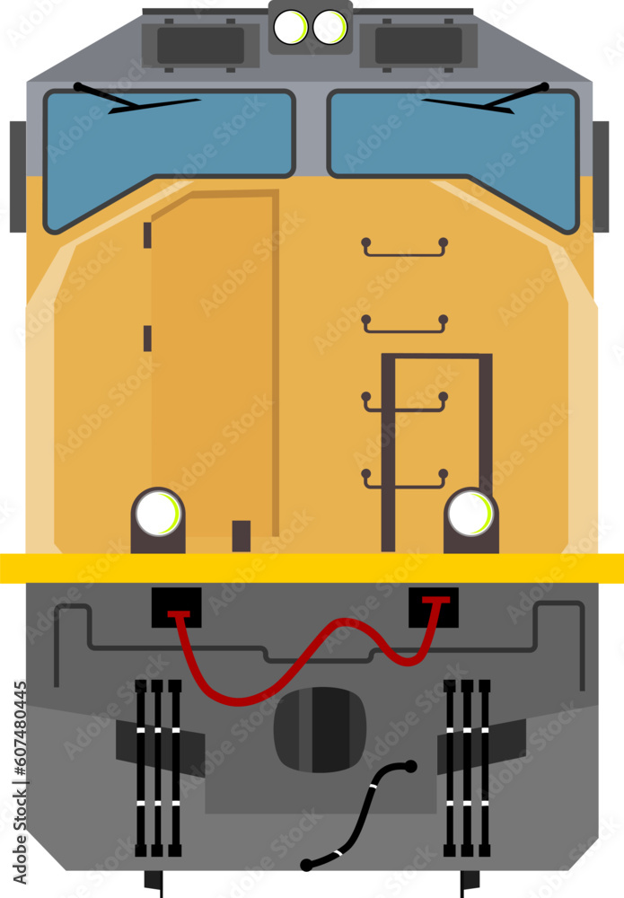 Front view of the diesel locomotive train vector icon in a flat style ...