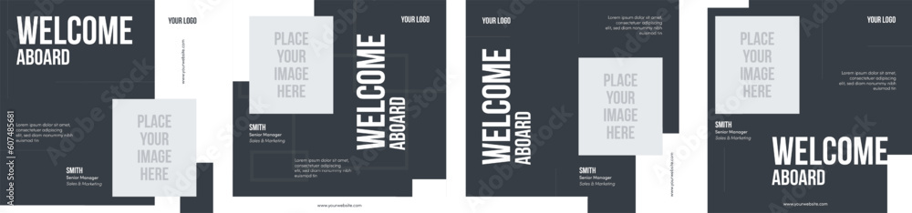 Welcome aboard social media template set Stock Vector | Adobe Stock