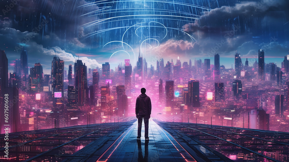 Technology and futuristic concept art, cyber illustration Stock ...