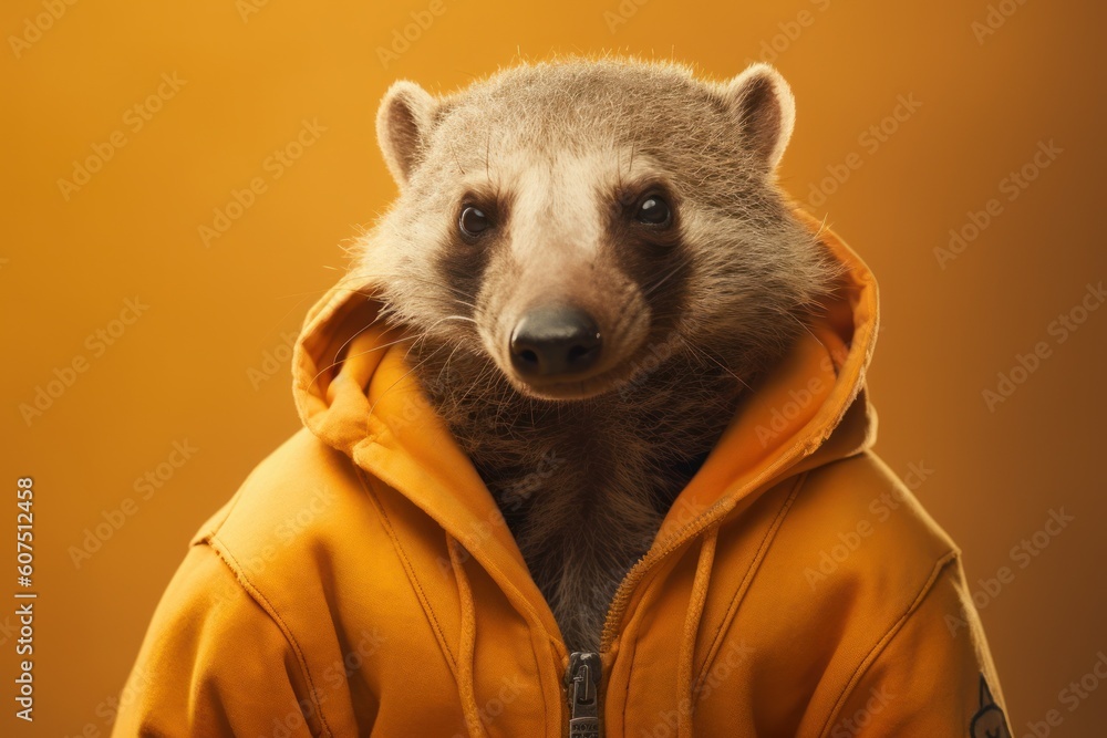 Anthropomorphic honey badger dressed in human clothing. Humanized ...