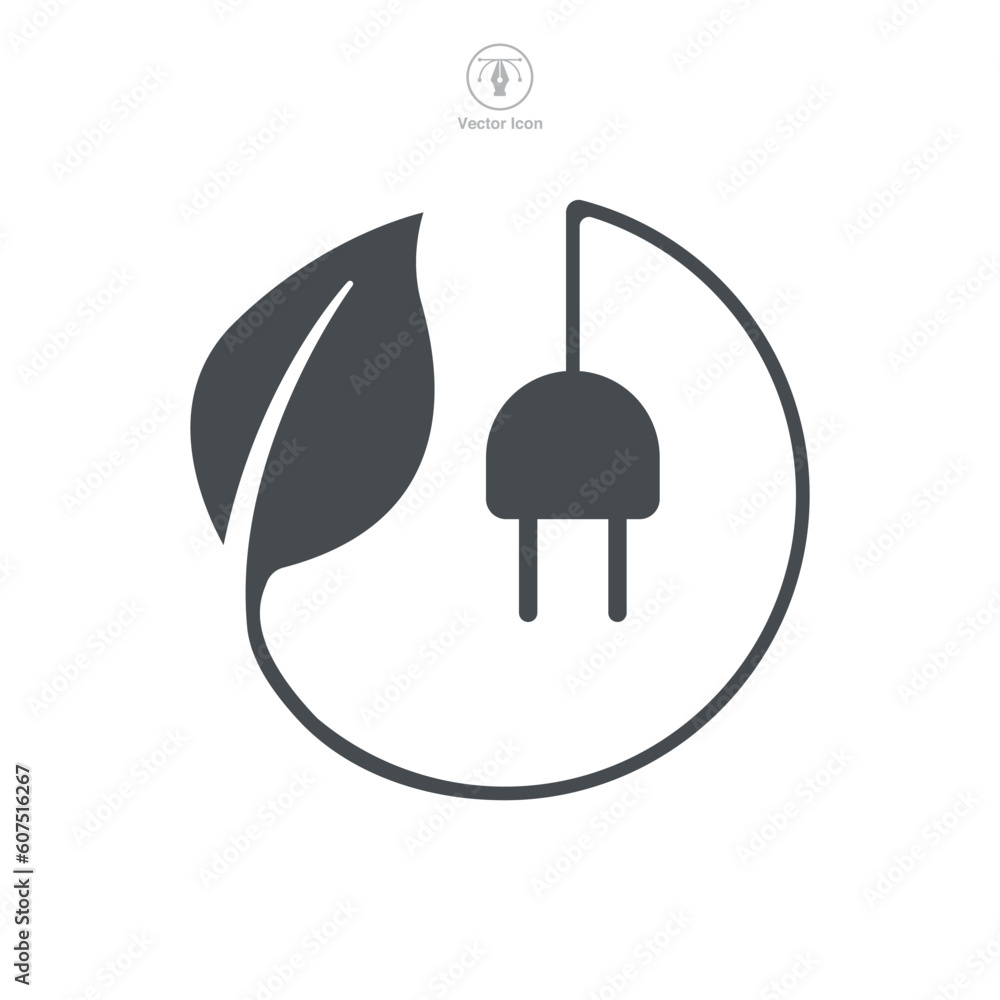 Plug Leaf, Energy Save Icon symbol template for graphic and web design ...