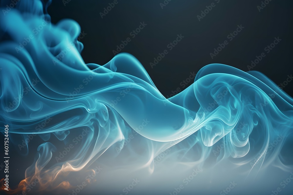Abstract background with smooth soft blue wave. Smoke wave and white ...