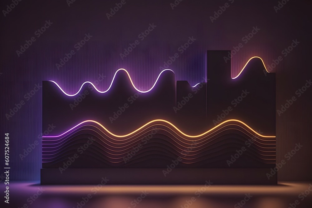 wavy single 1 line glowing in the dark. Modern simple wallpaper and ...