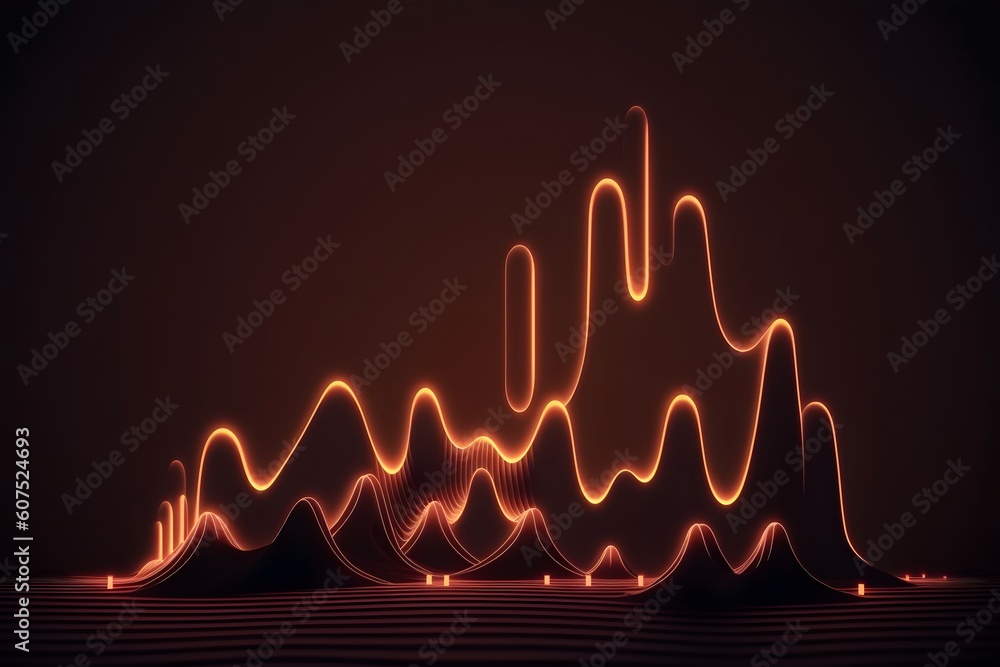 wavy single 1 line glowing in the dark. Modern simple wallpaper and ...