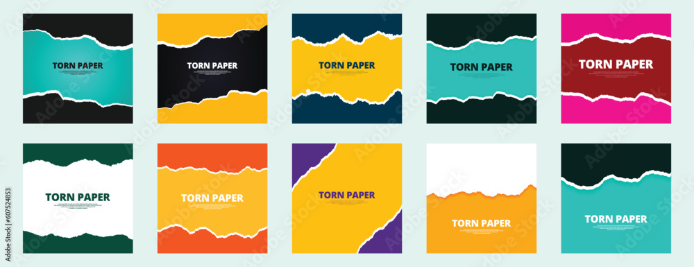 Paper torn sheets set or collection post and banner design. Ripped ...